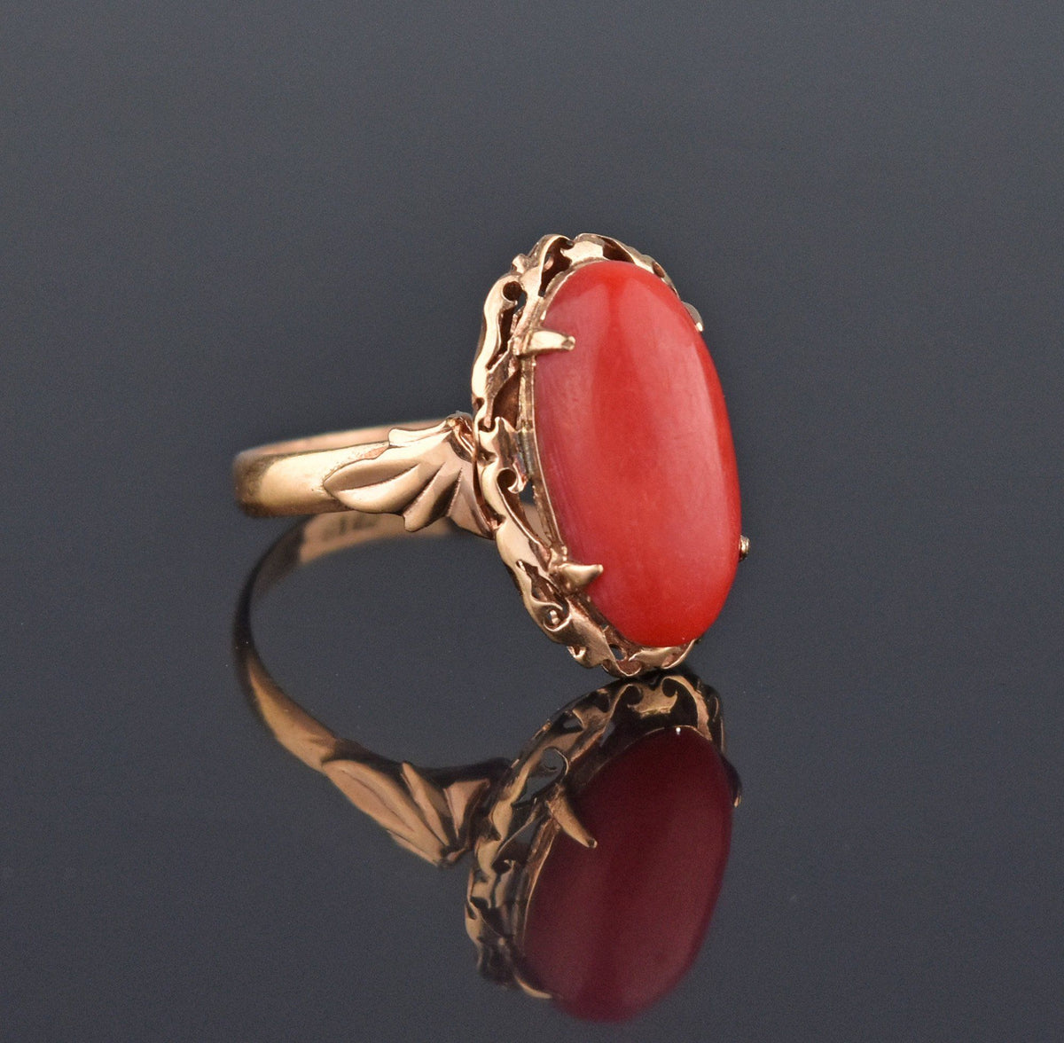 Fine 18K Gold Mediterranean Red Coral Ring – Boylerpf