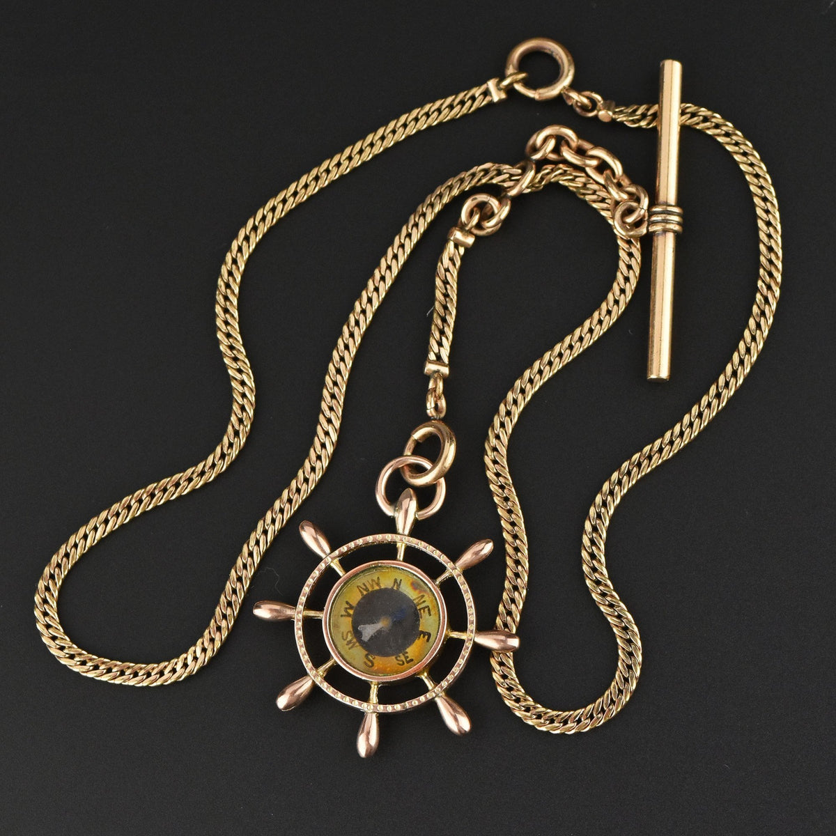 Antique Gold Ship Wheel Compass Watch Chain Necklace – Boylerpf