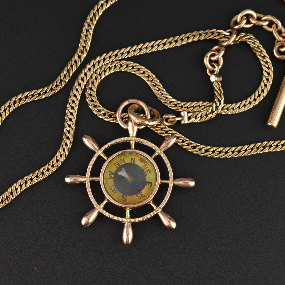 Antique Gold Ship Wheel Compass Watch Chain Necklace – Boylerpf