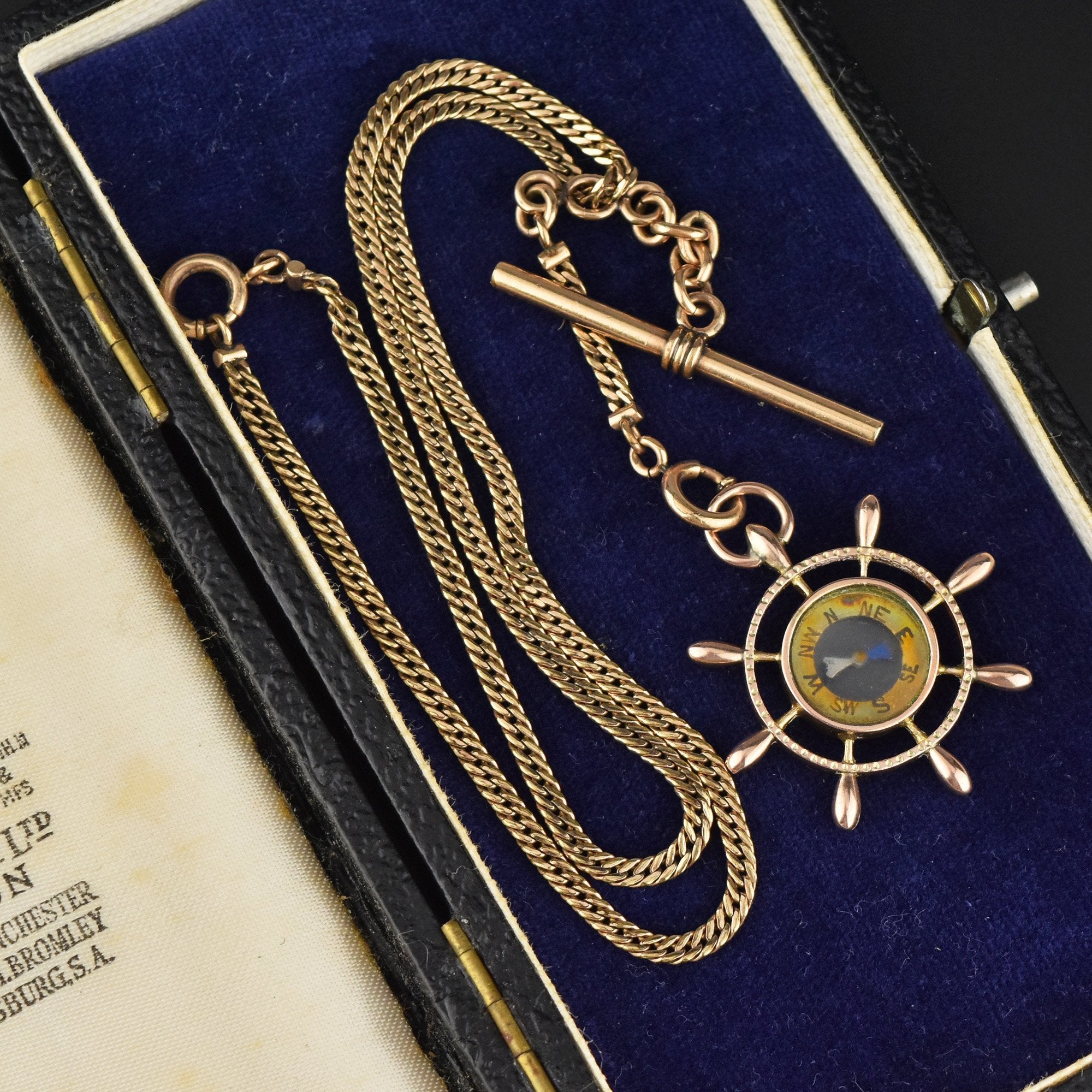 Antique Gold Ship Wheel Compass Watch Chain Necklace – Boylerpf