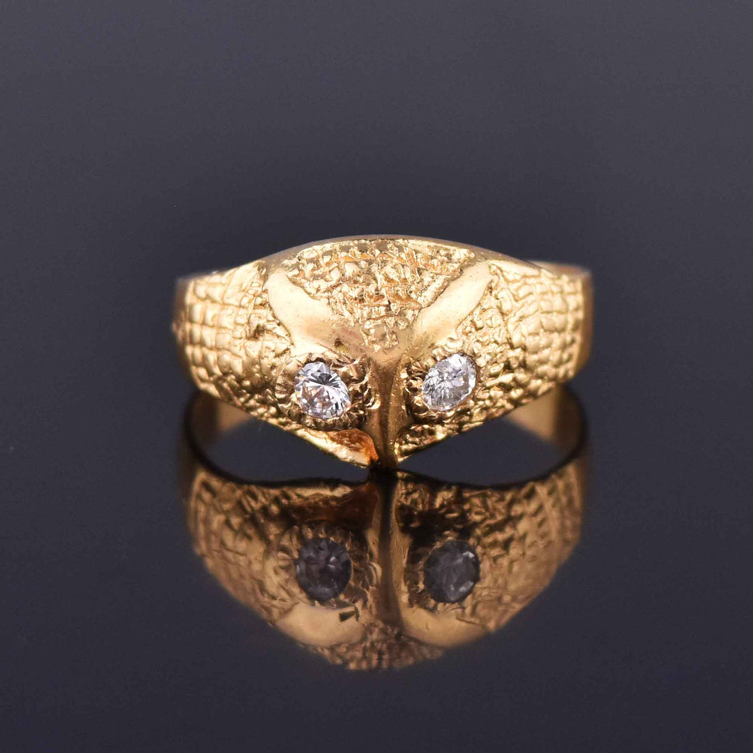 Vintage 18K Gold Diamond Eye Owl Ring – Boylerpf