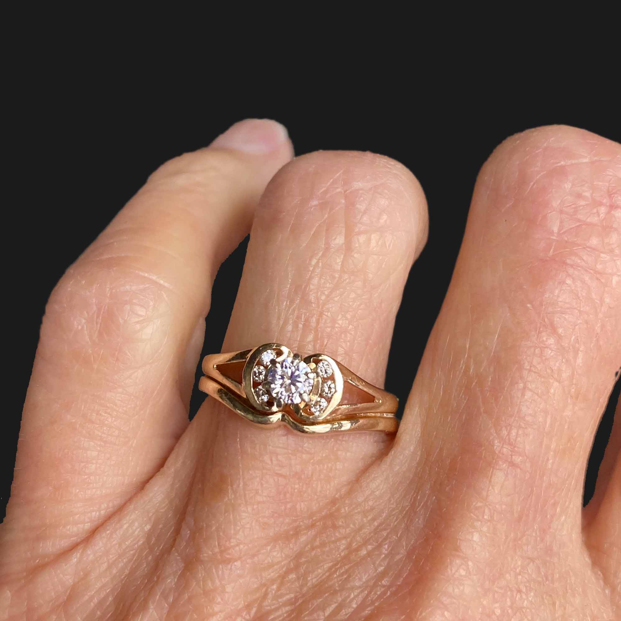 Vintage Diamond Solitaire Engagement Wedding Ring Set – Boylerpf