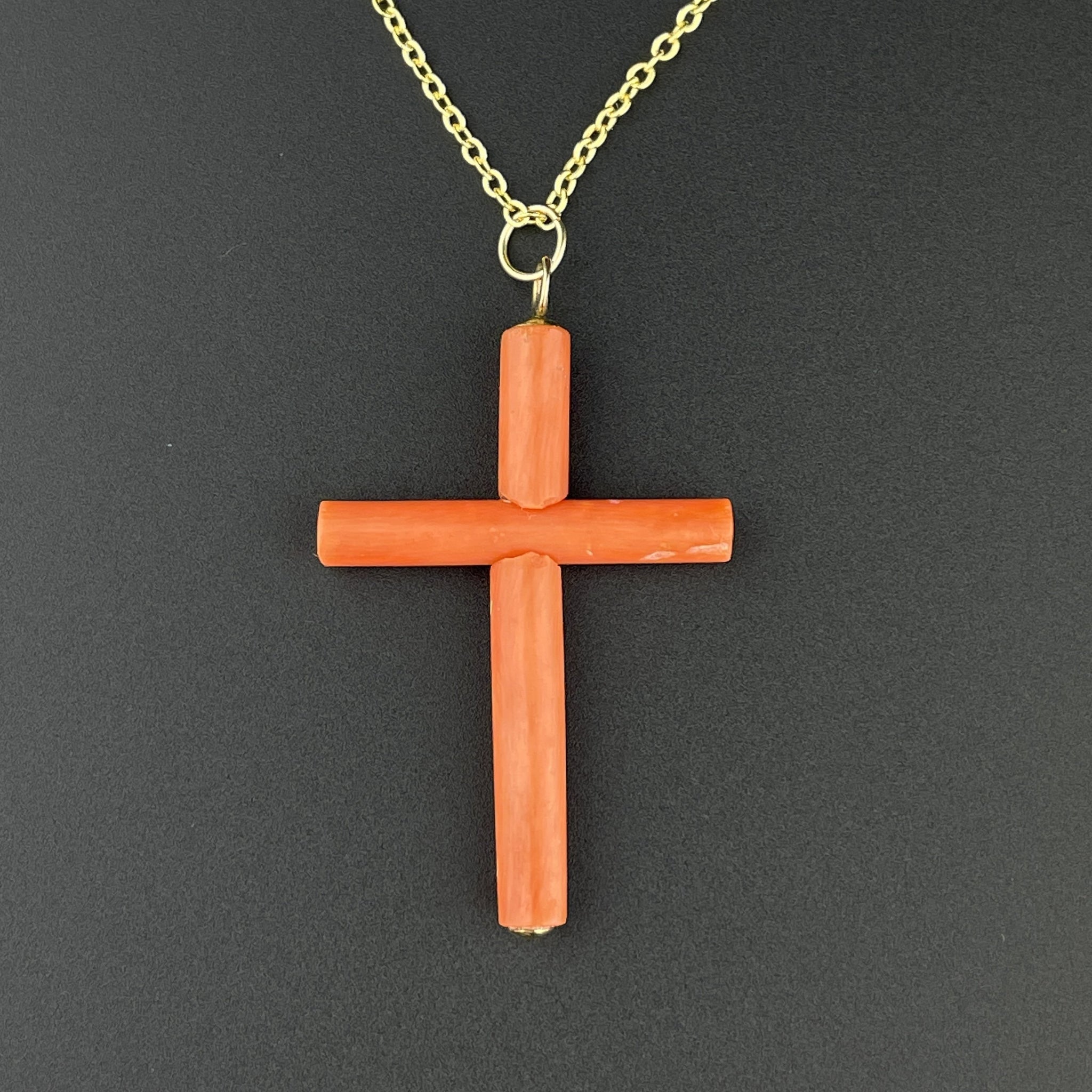 Antique 18K Gold Mediterranean Coral Cross Pendant – Boylerpf