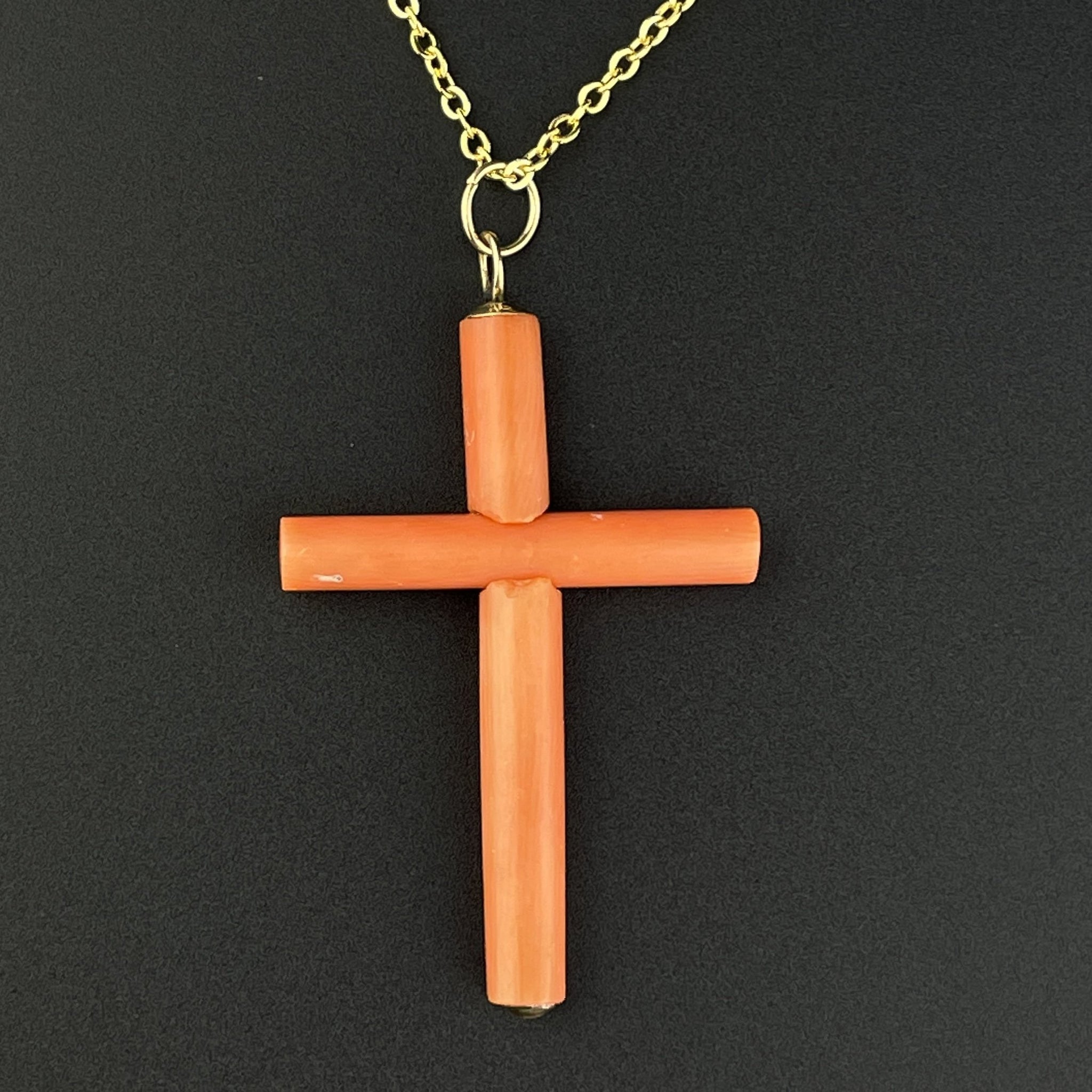 Antique 18K Gold Mediterranean Coral Cross Pendant – Boylerpf