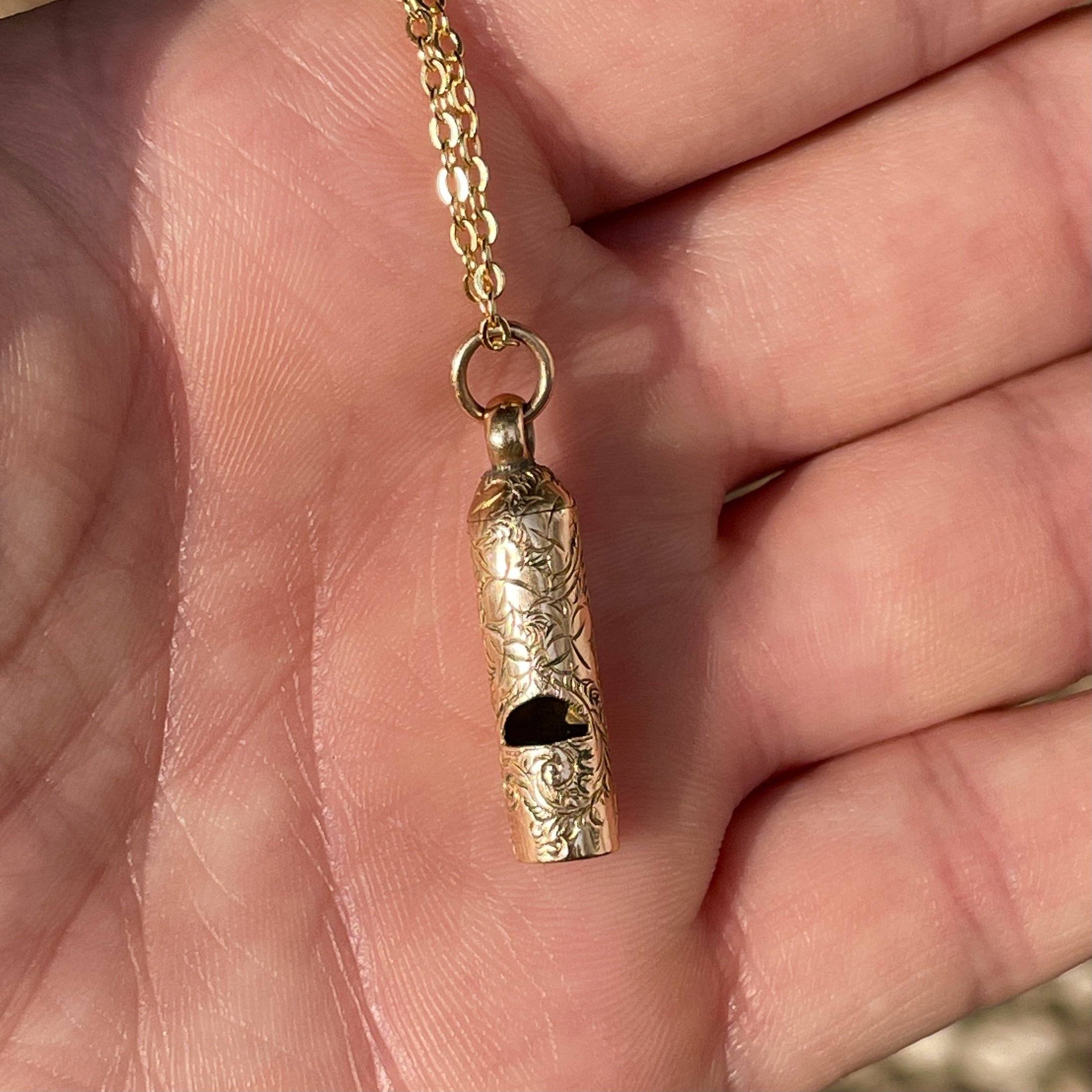 Antique Victorian Gold Engraved Whistle Charm Pendant – Boylerpf