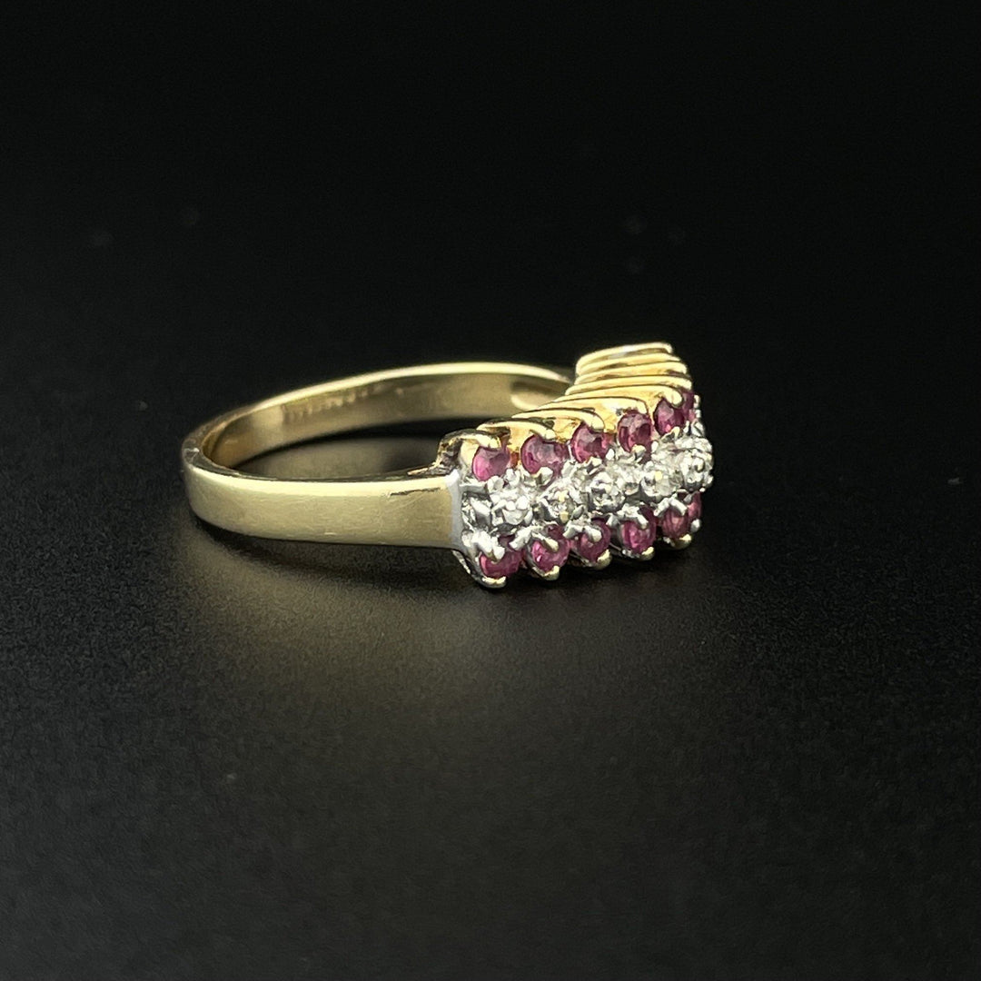 Vintage Ruby and Diamond Gold Chevron Ring, Sz 5 1/2 – Boylerpf