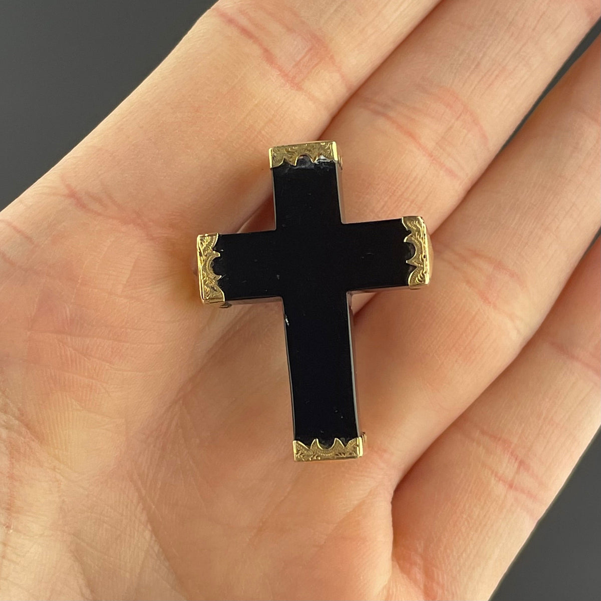 10K Gold Victorian Whitby Jet Cross Brooch – Boylerpf
