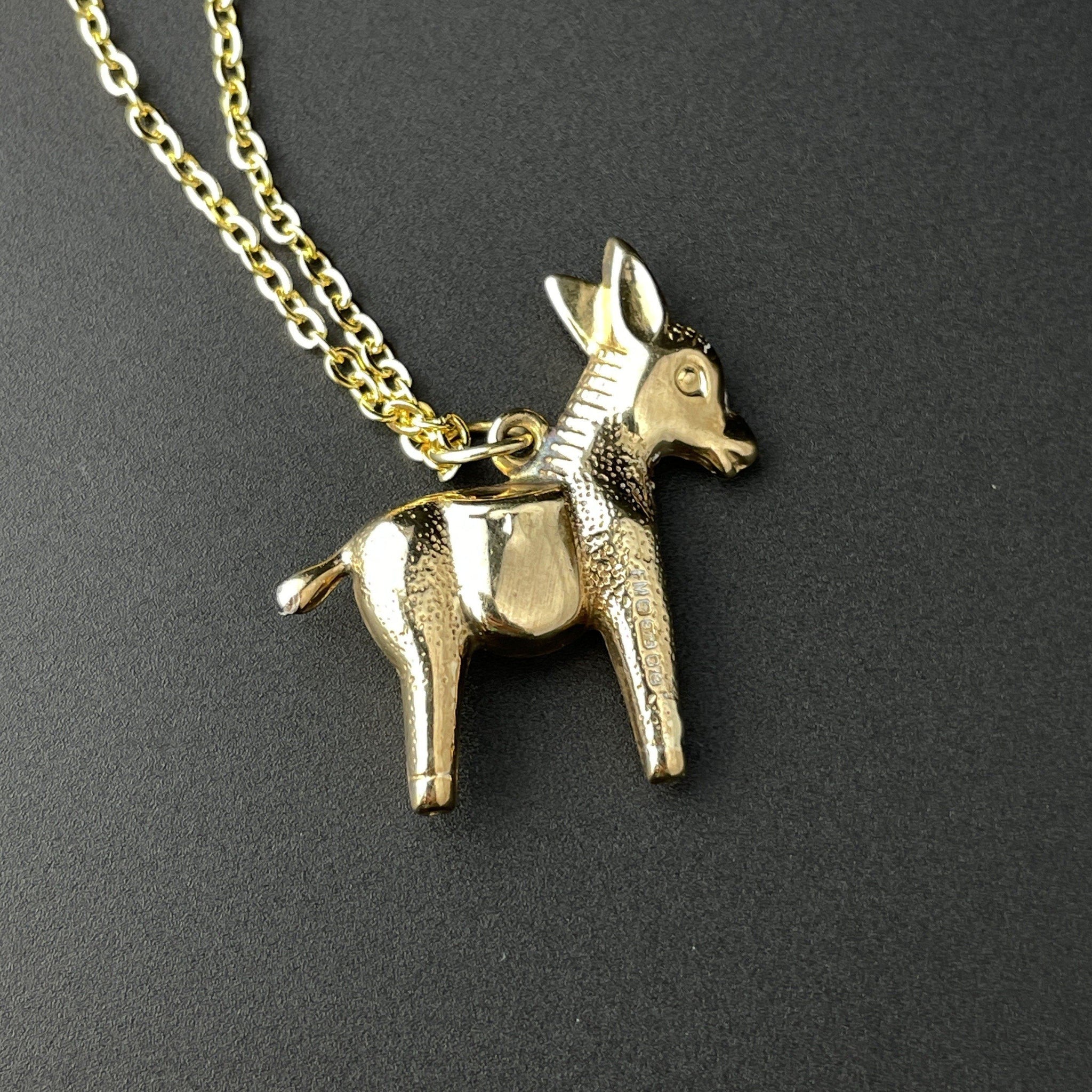 Vintage Gold Puffy Donkey Charm Pendant Necklace – Boylerpf