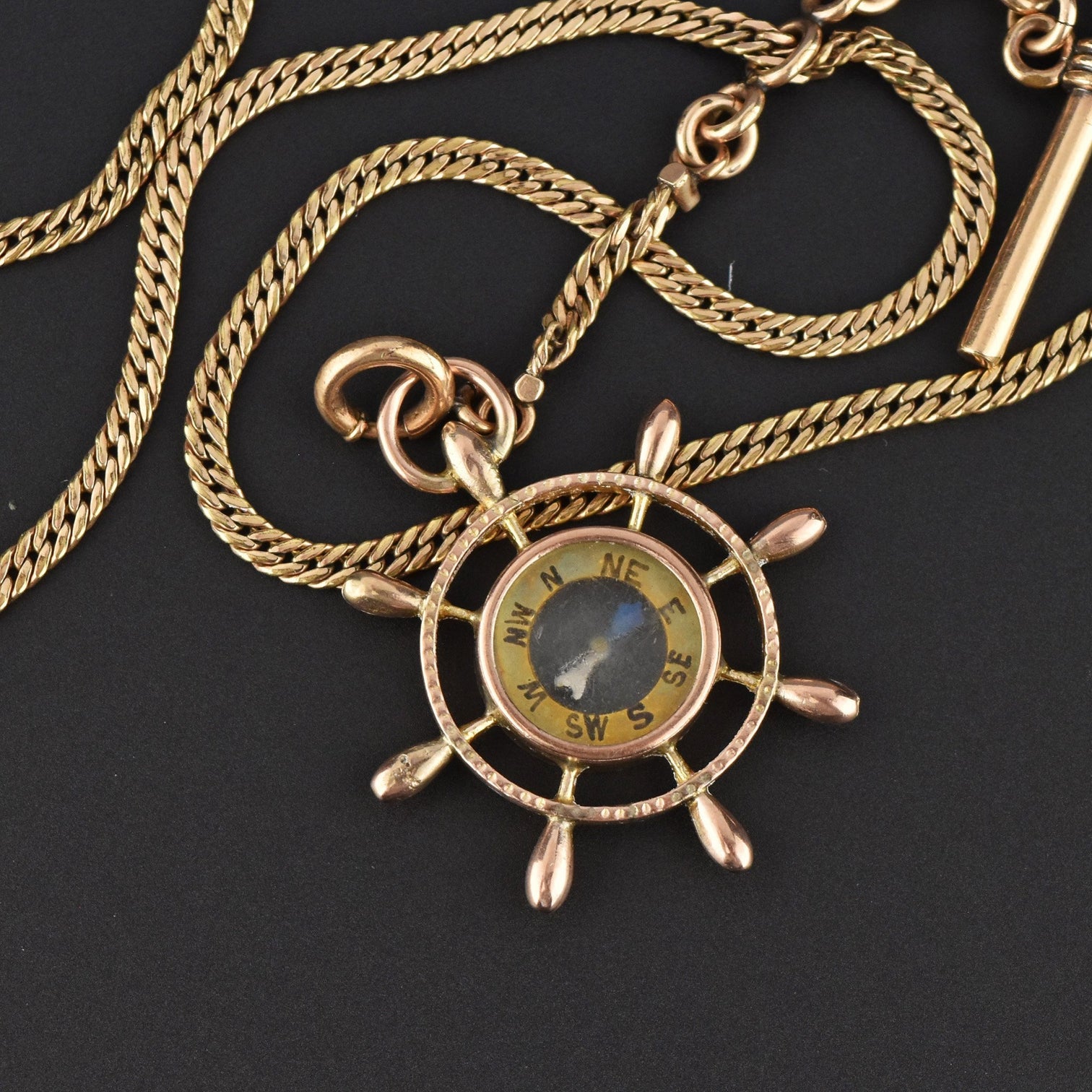 Antique Gold Ship Wheel Compass Watch Chain Necklace – Boylerpf